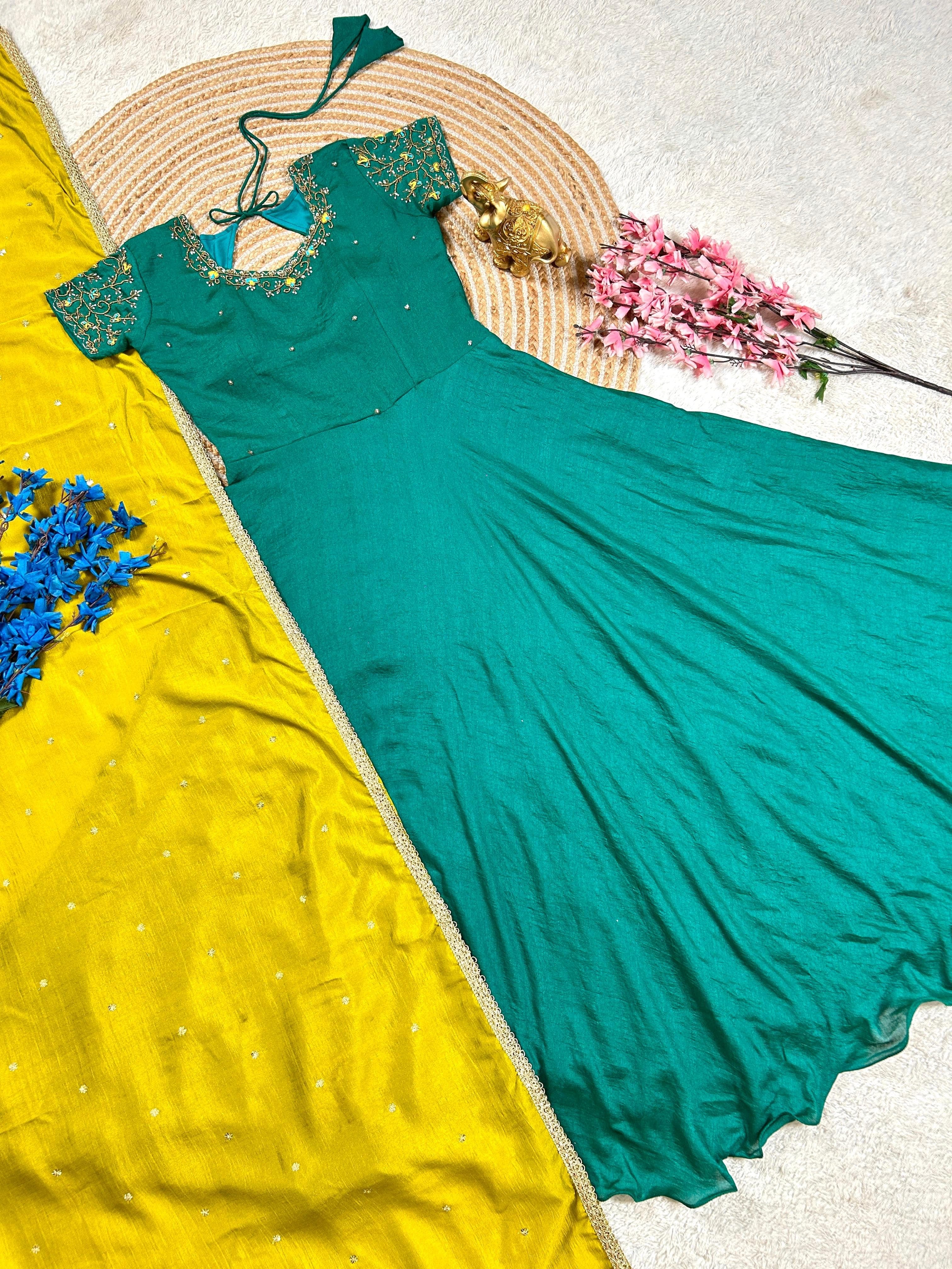 Maxi frock with maggam work – The Horizon Collections
