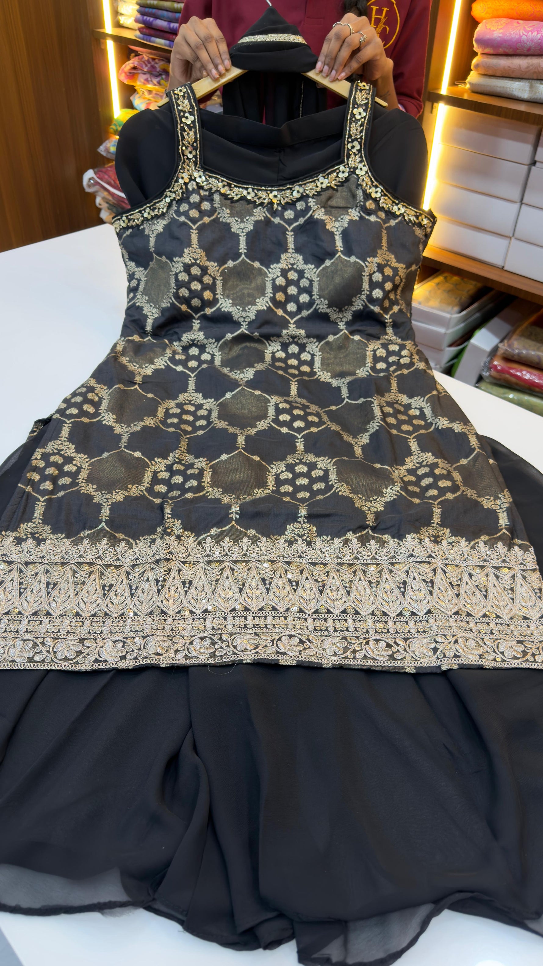 Sharara with heavy lace in black shade – The Horizon Collections